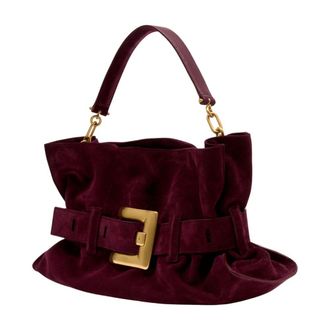Balmain Womens Anthem Shoulder Bag Burgundy Calfskin