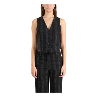 Msgm Msgm, Femme, Vestes, Noir, Taille: 40 FR Gilet en laine lurex coupe slim