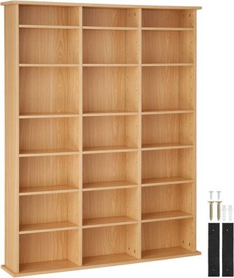 TecTake Tectake - tagère dvd cd aspect bois pour jusquà 840