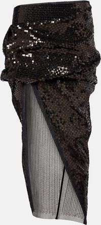 Rick Owens Midirock aus Denim mit Pailletten