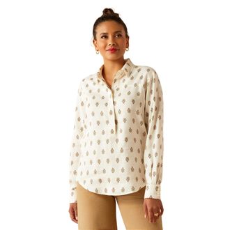 Ariat Womens Pocklington Blouse Long Sleeve in Echoing Motif, Size X-Small, by Ariat