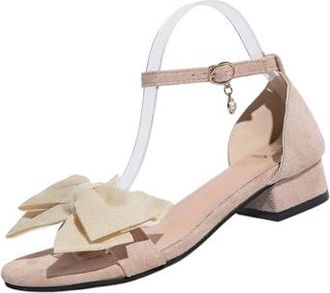 Generic Sandales d&eacute;t&eacute; pour femme avec noeud et bout ouvert - Couleur unie - &Eacute;l&eacute;gantes - L&eacute;g&egrave;res - Confortables - D&eacute;contract&eacute;es - &Eacute;l&eacute;gantes - Sandales &agrave; talons