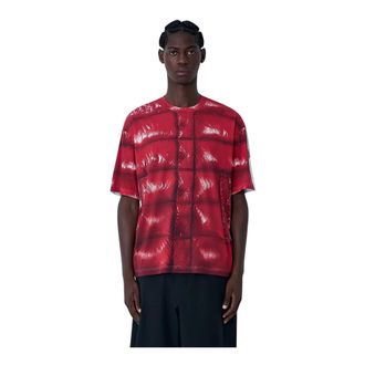 Moncler Logo-Motiv T-Shirt mit Kontrastdruck - - Tops - Herren - Rot - M