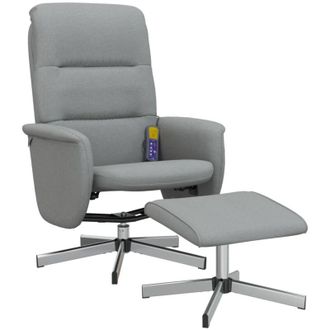 vidaXL Massagesessel mit Fu&szlig;hocker Hellgrau Stoff Vidaxl