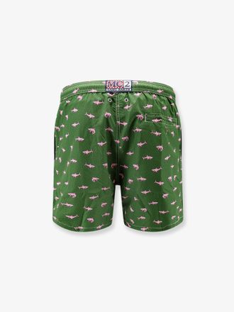 MC2 Saint Barth Mens Swim Trunks Recycled Polyester Green Shorts