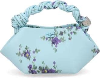 Ganni Womens Handbag Bou Mini Baby Blue Recycled Leather Handbags Hand Bags