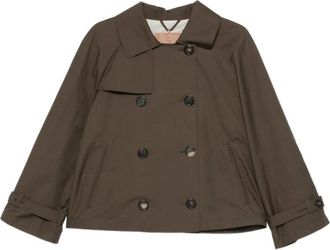 Max Mara Femme, Manteaux, Vert, Taille: 38 FR Trench-coat ceintur&eacute; en twill d&eacute;perlant