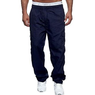 Generic Pantalon cargo pour homme - Pantalon de jogging baggy cargo avec plusieurs poches - Pantalon de travail respirant - Pantalon de loisirs - Couleur unie