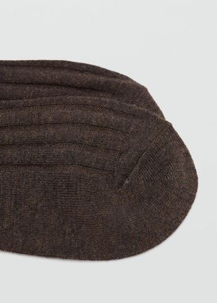 Mango Chaussettes laine m&eacute;lang&eacute;e maille c&ocirc;tel&eacute;e chocolat - Femme - Taille unique - MANGO