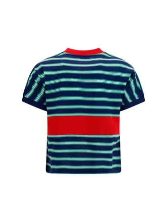 Versace Womens T-Shirt Striped Cotton Ink-Grass Green-White T-Shirts & Jerseys Ink/grass Green/white