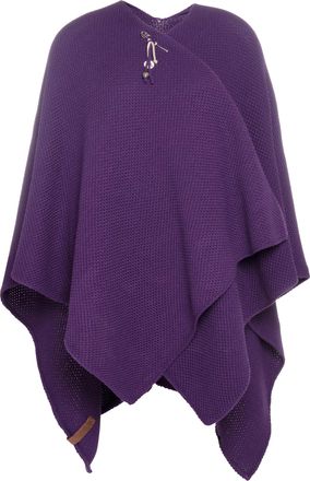 Knit Factory Jazz Poncho - Elegant Gestrickter Damen Cape - Wickelschal mit Wolle - Hochwertige Qualit&auml;t - Purple