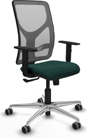Piqueras y Crespo Gepolsterter B&uuml;rostuhl mit 1D-Armlehnen, h&ouml;henverstellbare Lendenwirbelst&uuml;tze, ausgestattet mit 3 Positionen und Schneideschaum, Grau/Flaschengr&uuml;n