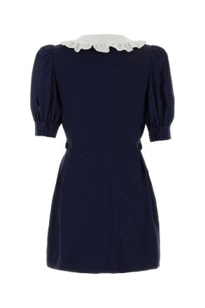 Alessandra Rich Jacquard Dress - Navy