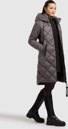 Khujo Steppmantel KHUJO LINDA, Damen, Gr. XXL, graphite grau, 100% Nylon, unifarben, eingesetzt elastischer Bund mit Windstopper, M&auml;ntel Steppmantel, Topsel