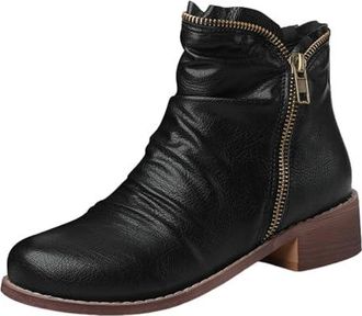 Generic Bottines r&eacute;tro &agrave; talon bas pour femme - Soutien de la vo&ucirc;te plantaire - Mode sans talon - Chaussures de marche antid&eacute;rapantes - Confortables - Avec fe