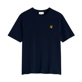 Maison Kitsun&eacute; Fox Head Regular T-Shirt - - Tops - Herren - Blau - M