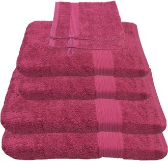 Julie Julsen 6 TLG Handtuchset 2 Badet&uuml;cher 2 Handt&uuml;cher + 2 Waschhandschuhe gratis Reine Baumwolle &uuml;ber 30 Farben Pink