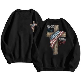 Generic DENGJIAMY - Chandails chr&eacute;tiens pour hommes, chandail classique &agrave; imprim&eacute; croix, col rond, haut de printemps, chemises &agrave; manches longues pour hommes, 