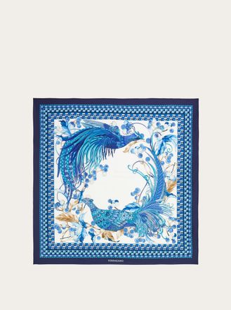 Ferragamo Damen Seidenhalstuch mit Tiere-Print Blau