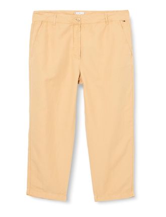 Tommy Hilfiger Damen CRV Slim Straight CO Linen WW0WW42497 Gewebte Hosen, Beige (Harvest Wheat), 48