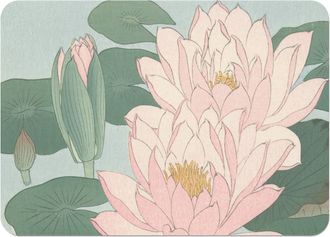 Fabulous Platzsets, weiche Unterseite aus Kork, Lotusblume, japanische Prägung, japanische Illustration, traditionelles Kunstmotiv, großes Format, 39,5 x 28,5 