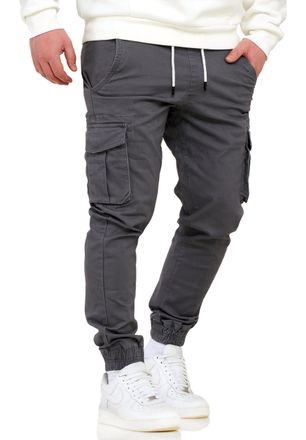 SOULSTAR Herren Jogger Cargohose Jeans-Hose Gummizug Stretch M&auml;nner Freizeithose S2_C-70-Dark Grey-W30