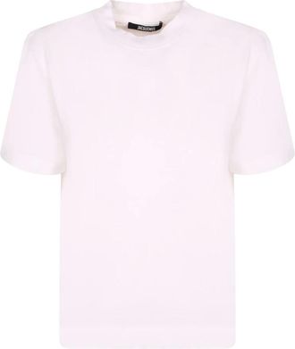 Jacquemus Femme, Tops, Blanc, Taille: 38 FR T-shirt &agrave; col rond et manches courtes