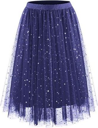 Generic Jupe midi de maternit&eacute;, noire, coupe trap&egrave;ze, en maille, taille haute &eacute;lastique, jupe dHalloween pour gar&ccedil;on 2, Marine, L