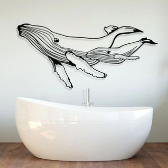 Generic Metall-Wandbild Blauwal, gro&szlig;es Kunstwerk, Ozean-Kunst, Kunstwerk Einer Walfamilie, Verbindungskunst, Dekoration, Dekoration f&uuml;r das Wohnzimmer (Schwa