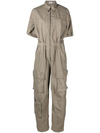 Brunello Cucinelli combinaison zipp&eacute;e &agrave; poches cargo - Vert
