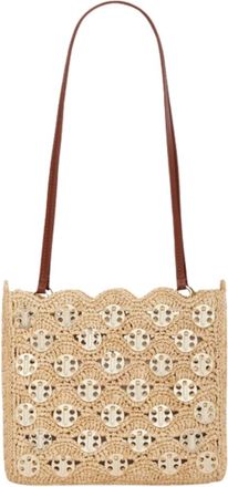 Paco Rabanne Femme, Sacs, Beige, Taille: ONE Size Sac bandouli&egrave;re &agrave; disque en raphia