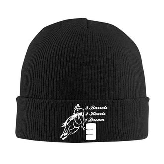 Generic Course De Barils - Cheval - 3 Barils, 2 Coeurs, 1 R&ecirc;ve Unisex Watch Cap Chaud Skull Cap Coupe-Vent Bonnets Tricot&eacute; pour Casque Moto Toutes Les Saisons