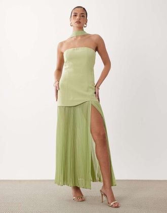 Gina Tricot Gina Tricot - Robe longue &agrave; taille basse et d&eacute;tail foulard - Vert