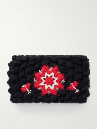 Moncler Haarband Aus Einer Wollmischung Mit Stickerei - Schwarz