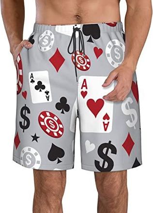 AOOEDM Poker Card Casino Pantalon Court Doux pour Homme Short de Plage Respirant avec Poches