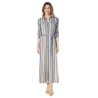 Caliban Femme, Robes, Multicolore, Taille: 48 FR Abito chemisier fantasia righe