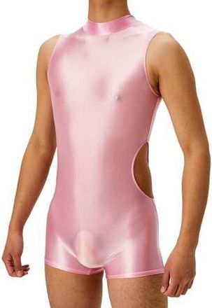 Generic Combinaison brillante pour homme - &Eacute;lastique et l&eacute;g&egrave;re - Grande taille - Compression transparente - Sous-v&ecirc;tements dhuile - Brillance - Sous-v&ecirc;tements