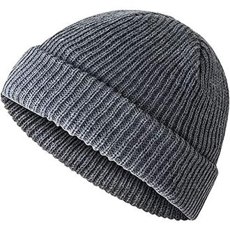 Generic Bonnet dhiver chaud unisexe en tricot chaud classique avec doublure en polaire - Bonnet de ski doux et chaud, 01 gris fonc&eacute;., Taille unique