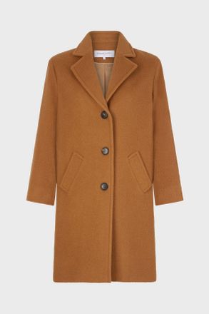 Gerard Darel Manteau droit en laine - Paille