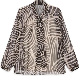 Fiorella Rubino Femme, Blouses et Chemises, Blanc, Taille: 56 FR Blouse en georgette avec imprim&eacute; et