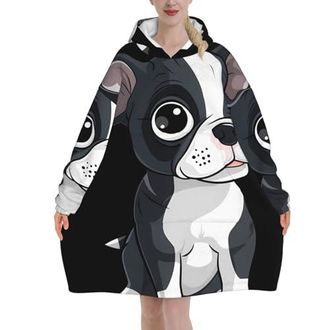 Generic Sweat &agrave; capuche Boston Terriers pour femmes et hommes adultes surdimensionn&eacute;s pour une couverture douce et chaude