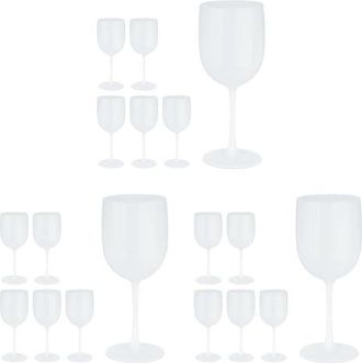 Relaxdays Weingl&auml;ser Kunststoff, 6er Set, bruchsicher, BPA-frei, 400 ml, Mehrweg Rotweingl&auml;ser, Camping Weinkelche, wei&szlig; (Packung mit 3)