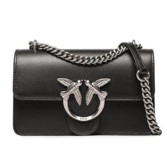 Pinko Damen Love One Mini Dc Vitello Seta Tasche, Z99o_schwarz-Old Silver