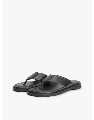 Tommy Hilfiger Sandales en cuir &agrave; entredoigt et logo estamp&eacute; - Noir
