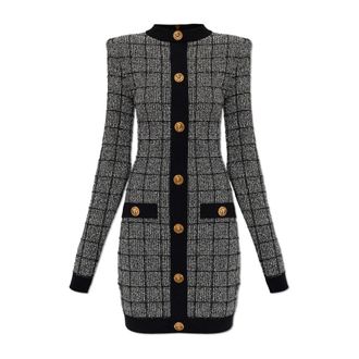 Balmain Tweed-Kleid mit Lurexfaden - - Dresses - Damen - Schwarzk - 2XS