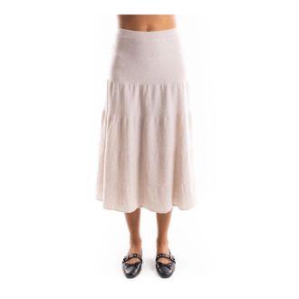 Marella Jupe Midi en Cachemire Beige Coupe R&eacute;guli&egrave;re - Femme - Jupes - Rose - Taille: 40 FR