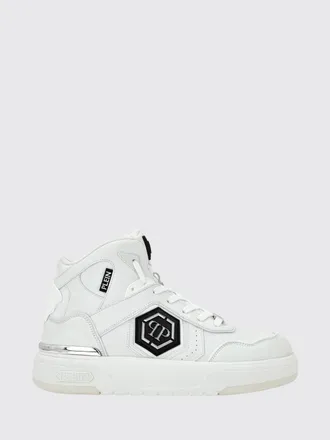 Philipp Plein High-Top-Sneaker aus Leder mit Monogramm und Hexagon-Logo
