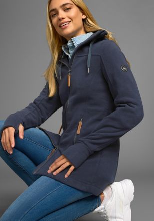 Polarino Fleecejacke POLARINO, Damen, Gr. 34, blau (marine), Fleece, Obermaterial: 100% Polyester, unifarben, angesetztes Bündchen mit Daumenlöchern, Jacken Fl