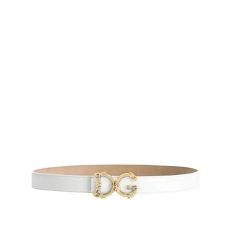 Dolce & Gabbana Femme, Accessoires, Blanc, Taille: 65 CM Ceinture en cuir de veau avec logo