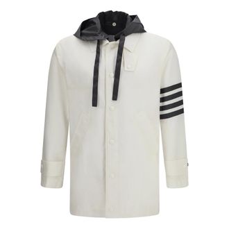 Thom Browne Manteau d&eacute;contract&eacute; non structur&eacute; 4-Bar Ripstop - Homme - Vestes - Blanc - Taille: L